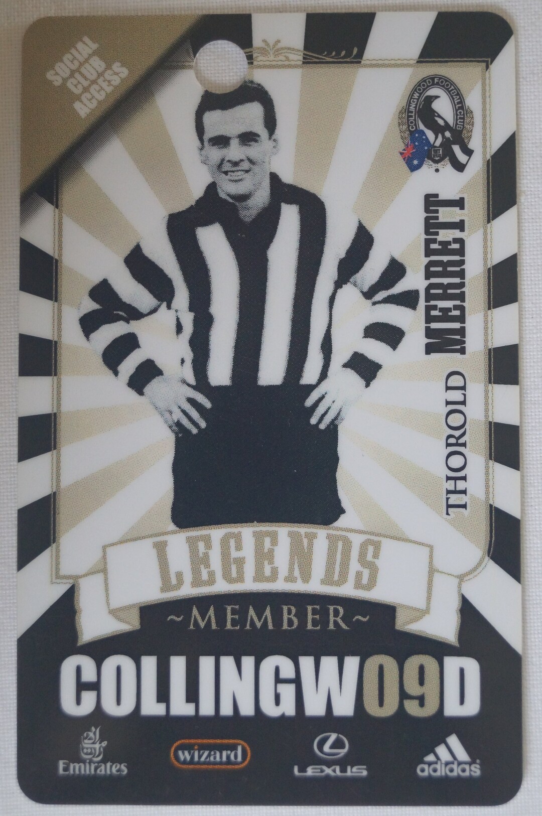 Collingwood Magpies AFL-VFL Football Legends Members Pass Ticket Card ...