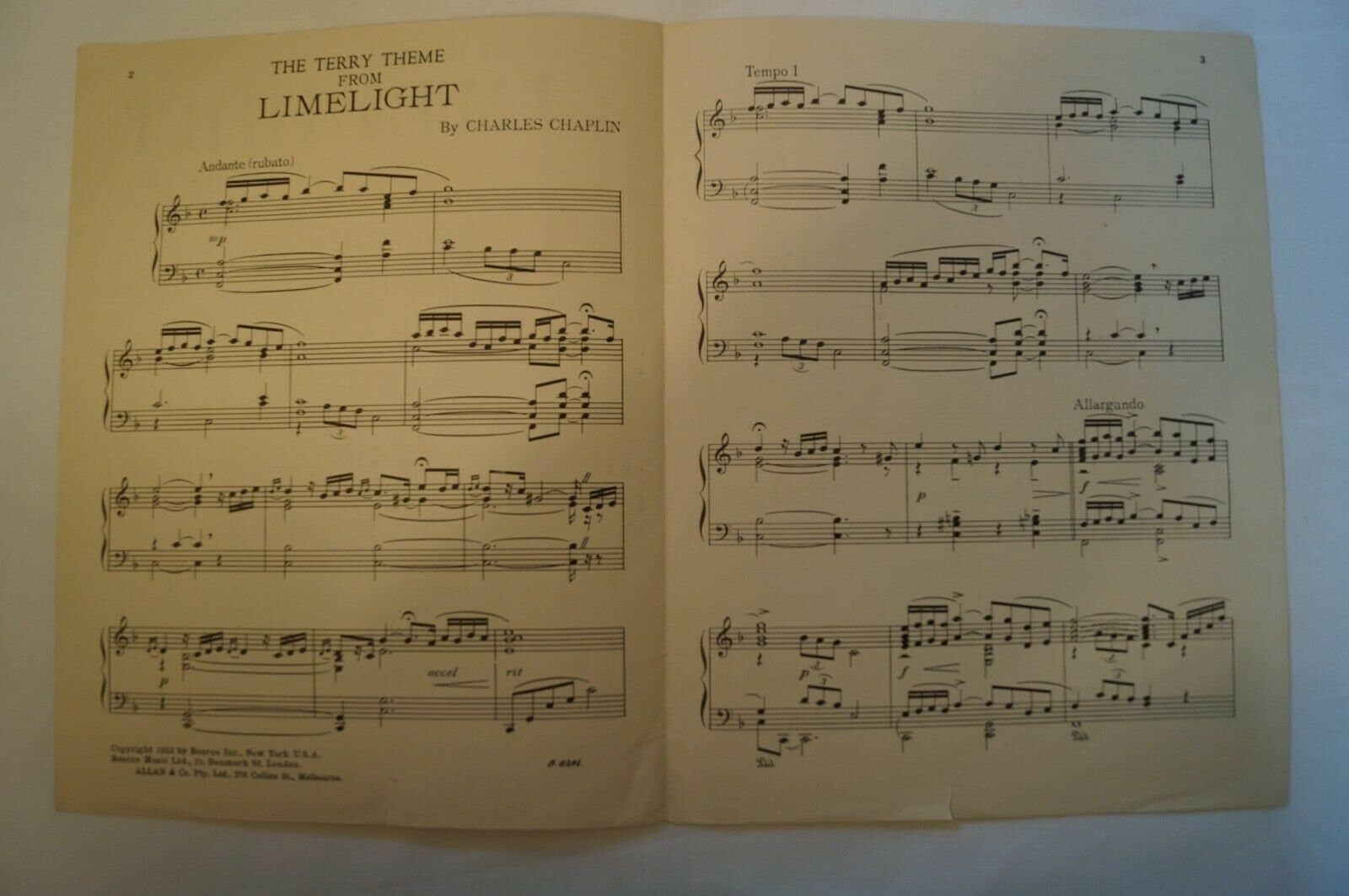 Vintage Sheet Music piano Art-the Terry Theme From Limelight - Etsy ...