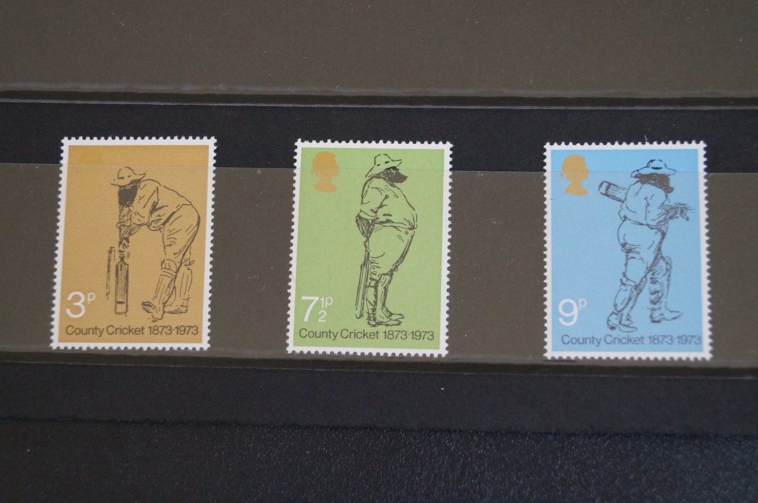 Stamps - W.g.grace - Group Lot of 3 Unused Great Britain County Cricket ...