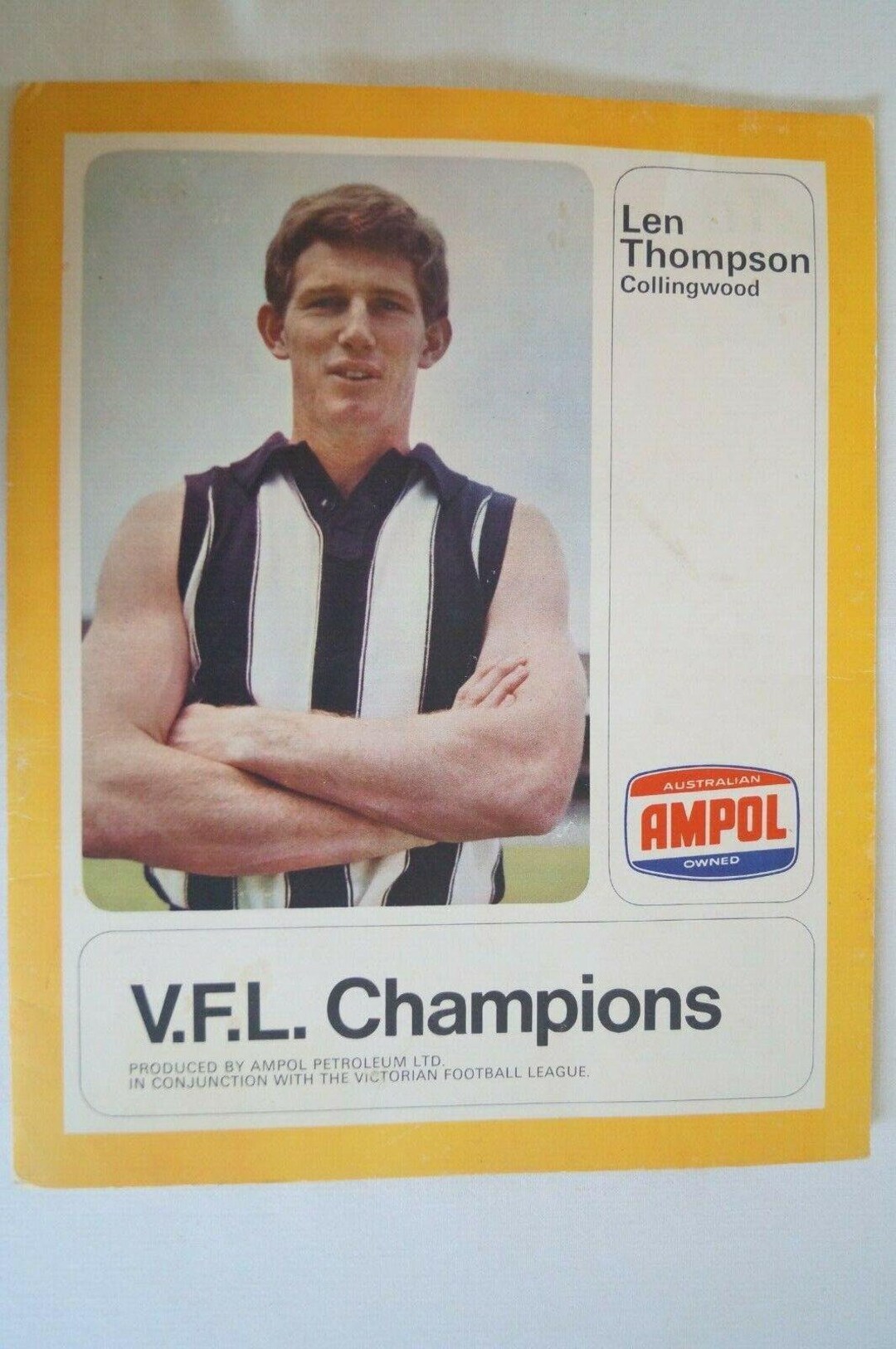 Collingwood Magpies Vintage 1968 Ampol VFL Champions Folder & Vinyl Len ...