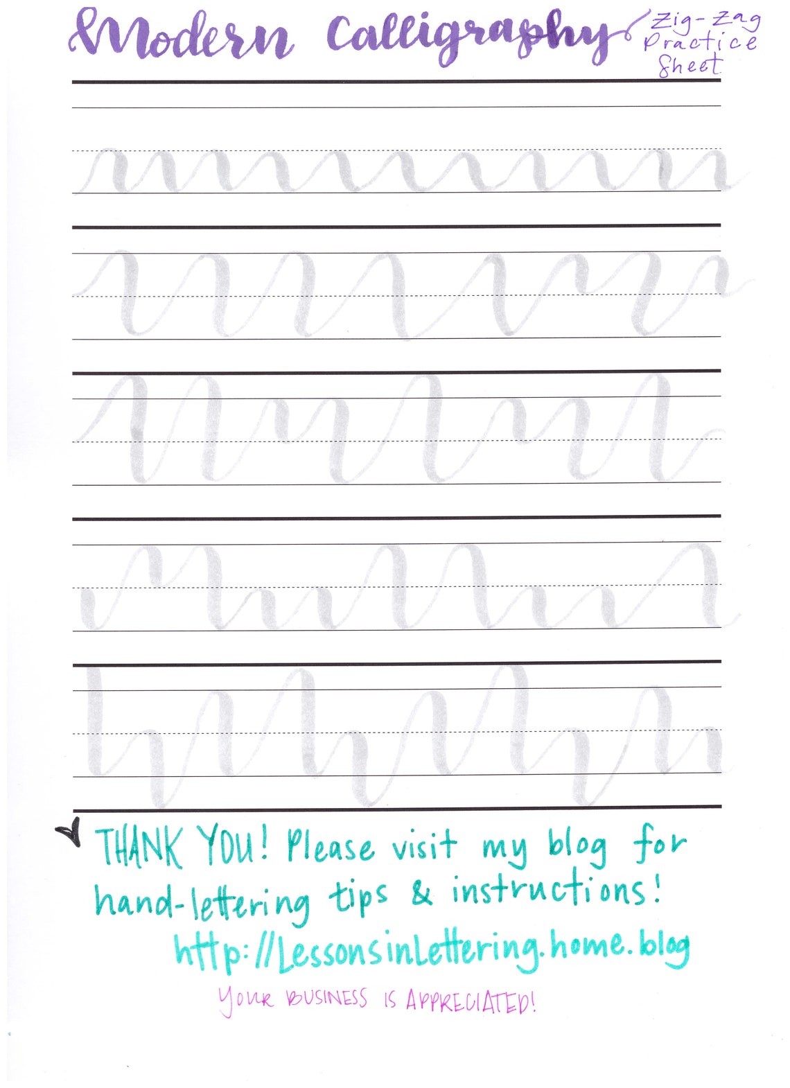 Zig Zag Hand-lettering Practice Sheet - Etsy