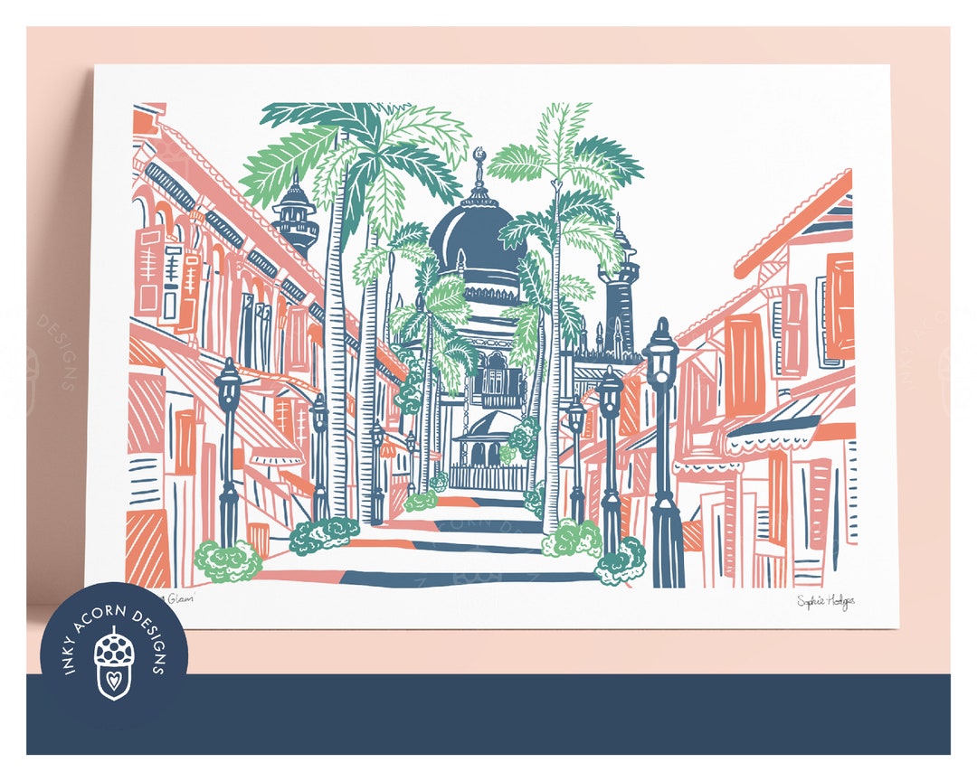Illustration of Kampong Glam in Singapore | Unframed Art Print ...
