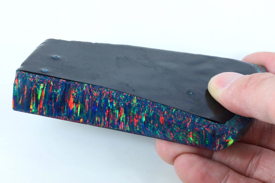 Bello Opal 145g OP29 Black Lab Grown Created Synthetic Opal Rough Block ...