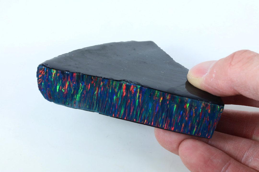 Bello Opal 79g OP29 Black Lab Grown Created Synthetic Opal Rough Block ...