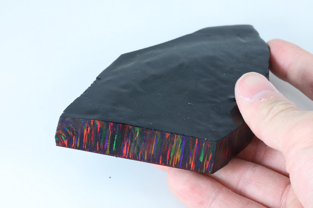 Bello Opal 139g OP71 Black Lab Grown Synthetic Opal Rough Block Slab ...
