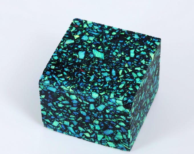 Bello Opal 103g UV Reactive Green Lab Grown Synthetic Opal Mosaic Rough ...