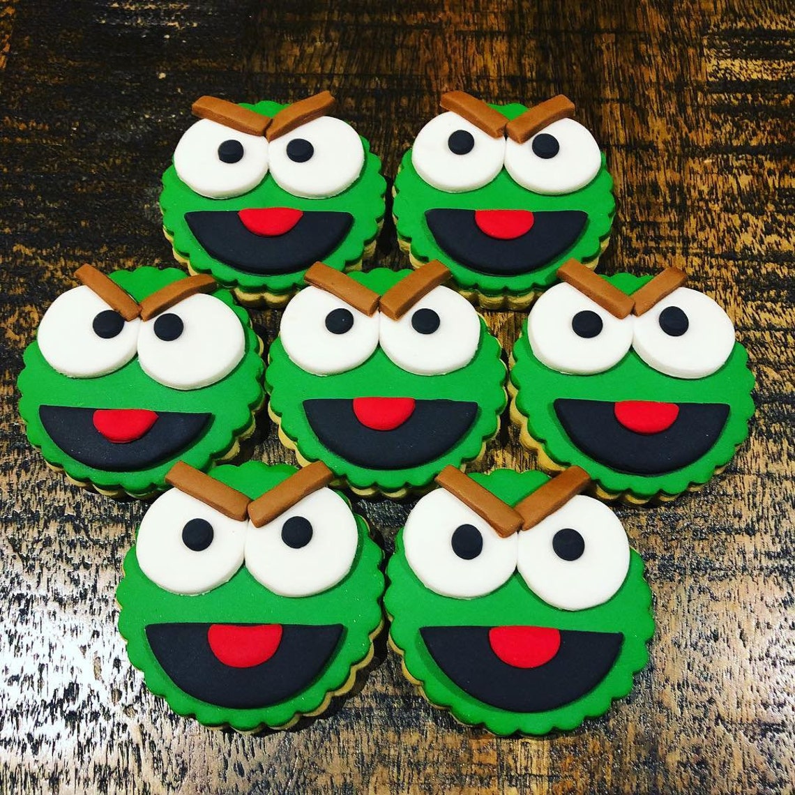 Oscar the Grouch Fondant Cookies 12 Pack - Etsy UK