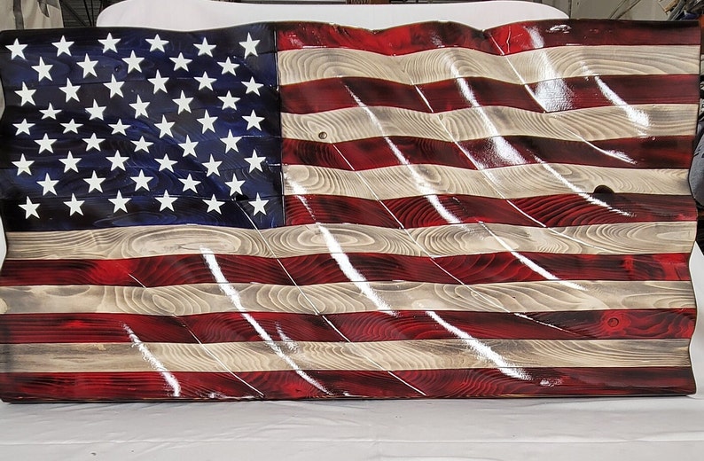 Handcrafted Wooden American Flags - Rustic, Patriotic Home/business ...