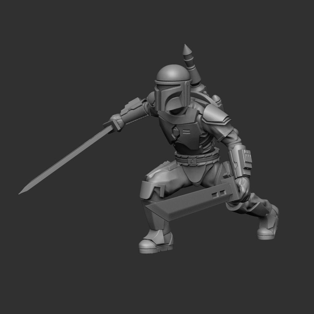 Mando Crusader Sword Duelist Miniature SW Legion Compatible 38-40mm ...