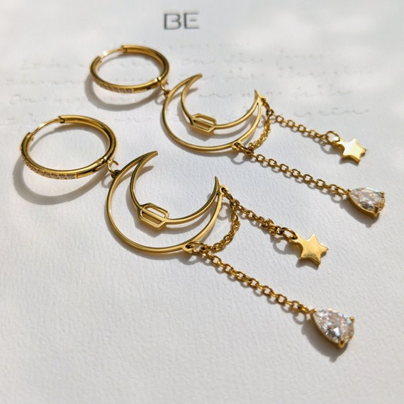BTS Jin Moon Earrings Hoops