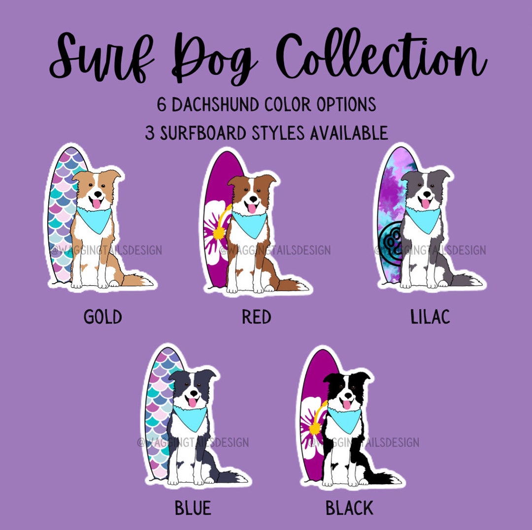 Border Collie Surf Dog Sticker // Summer Beach Sticker // Sold ...