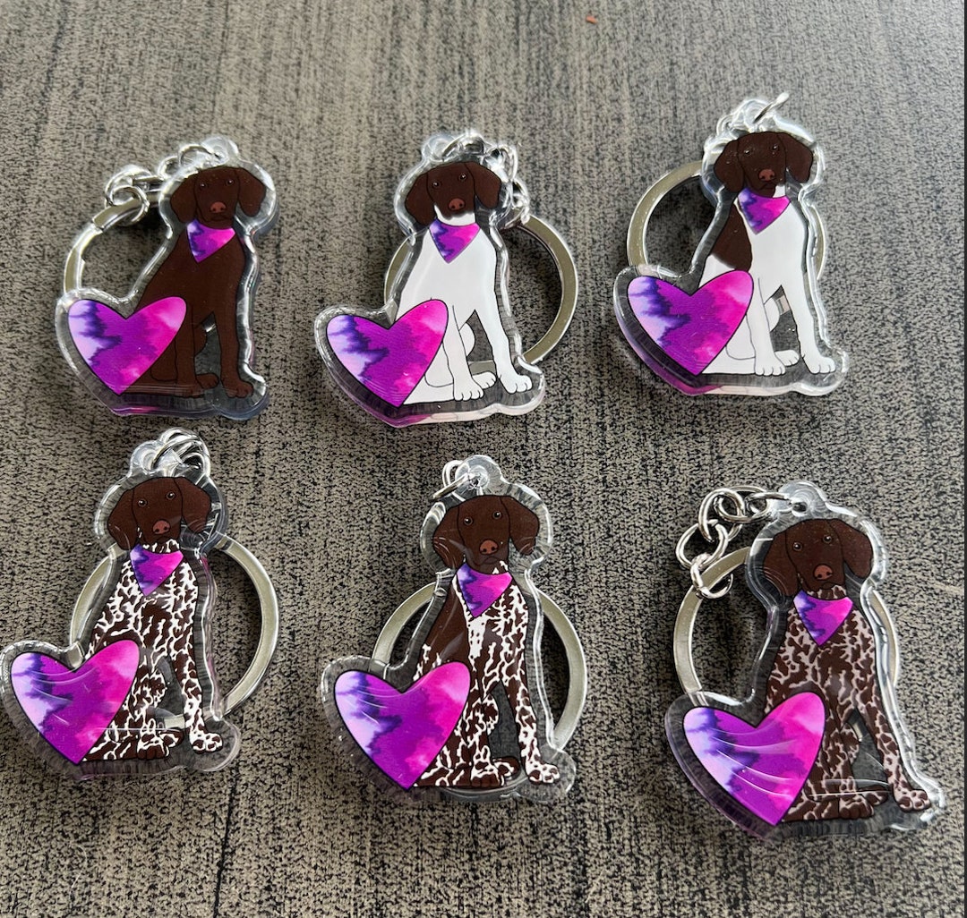 German Shorthaired Pointer GSP Keychain // 6 Colors Available! - Etsy