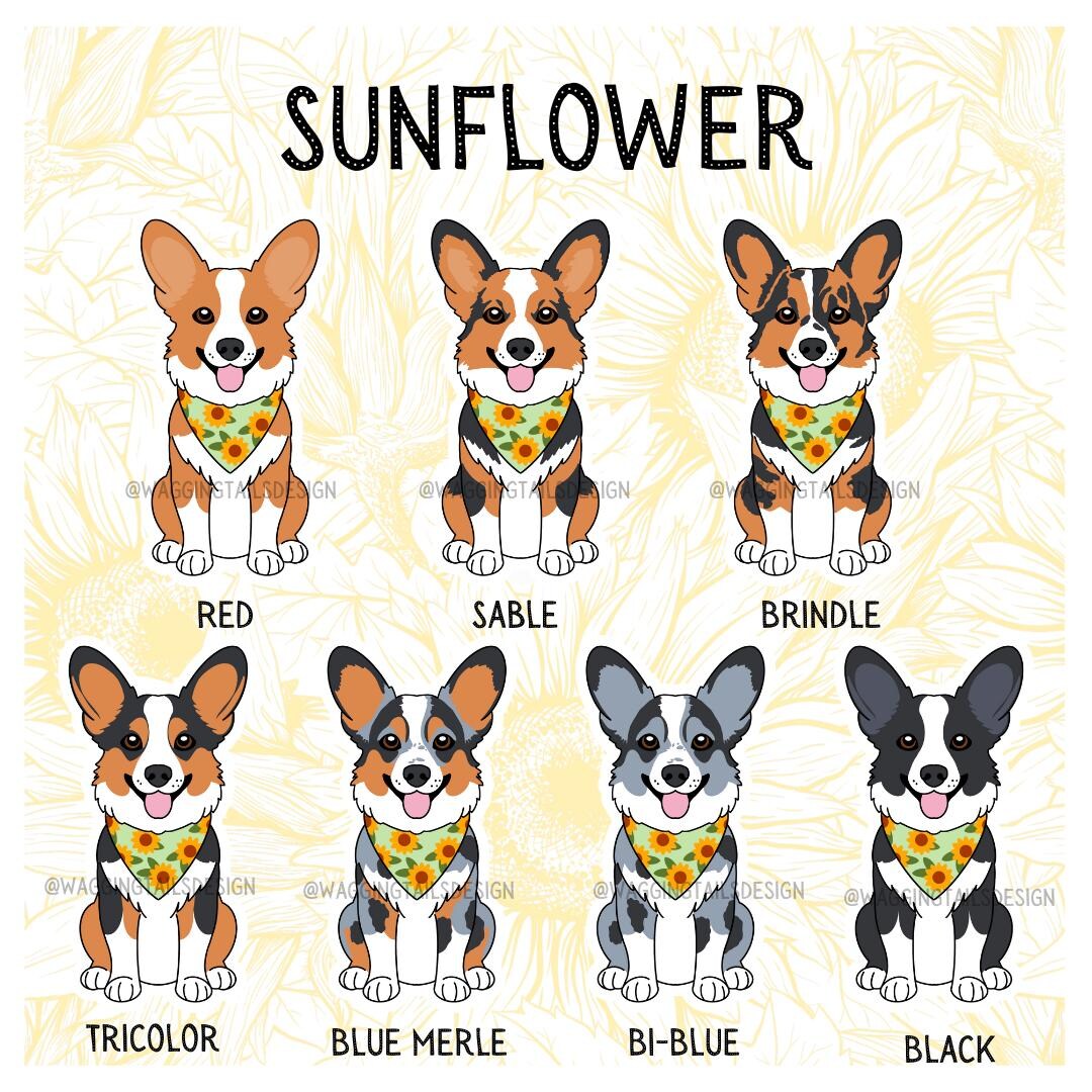 Corgi Sticker // Sunflower // Sold Separately - Etsy
