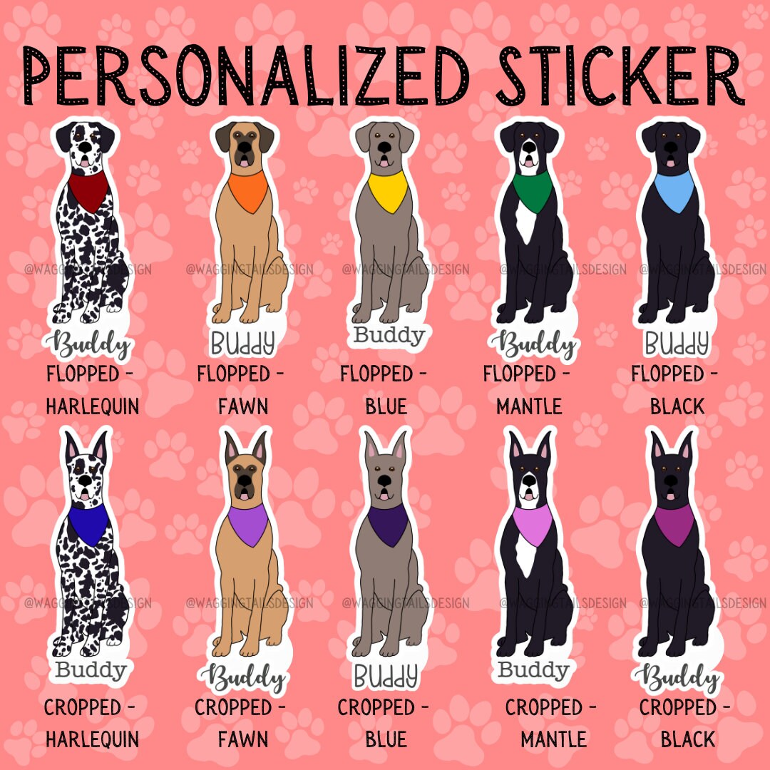 Personalized Great Dane Sticker // Custom // Gift for Dog Lover - Etsy