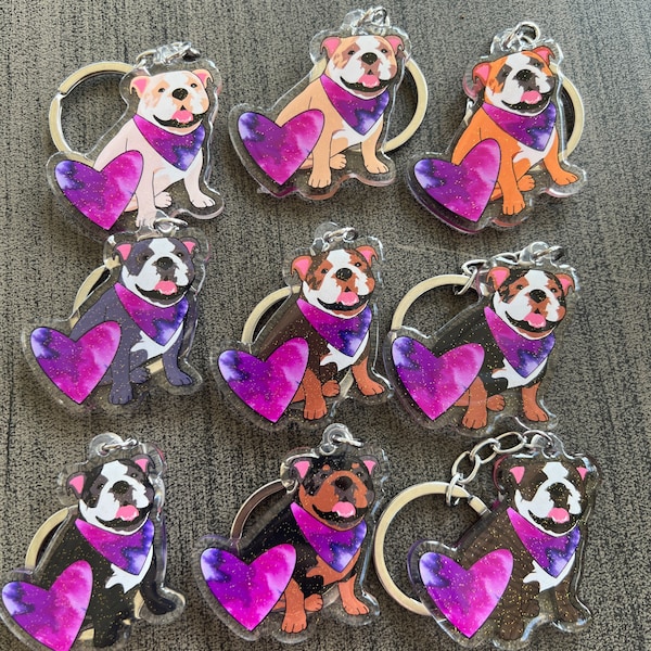 Bulldog Keychain - Etsy