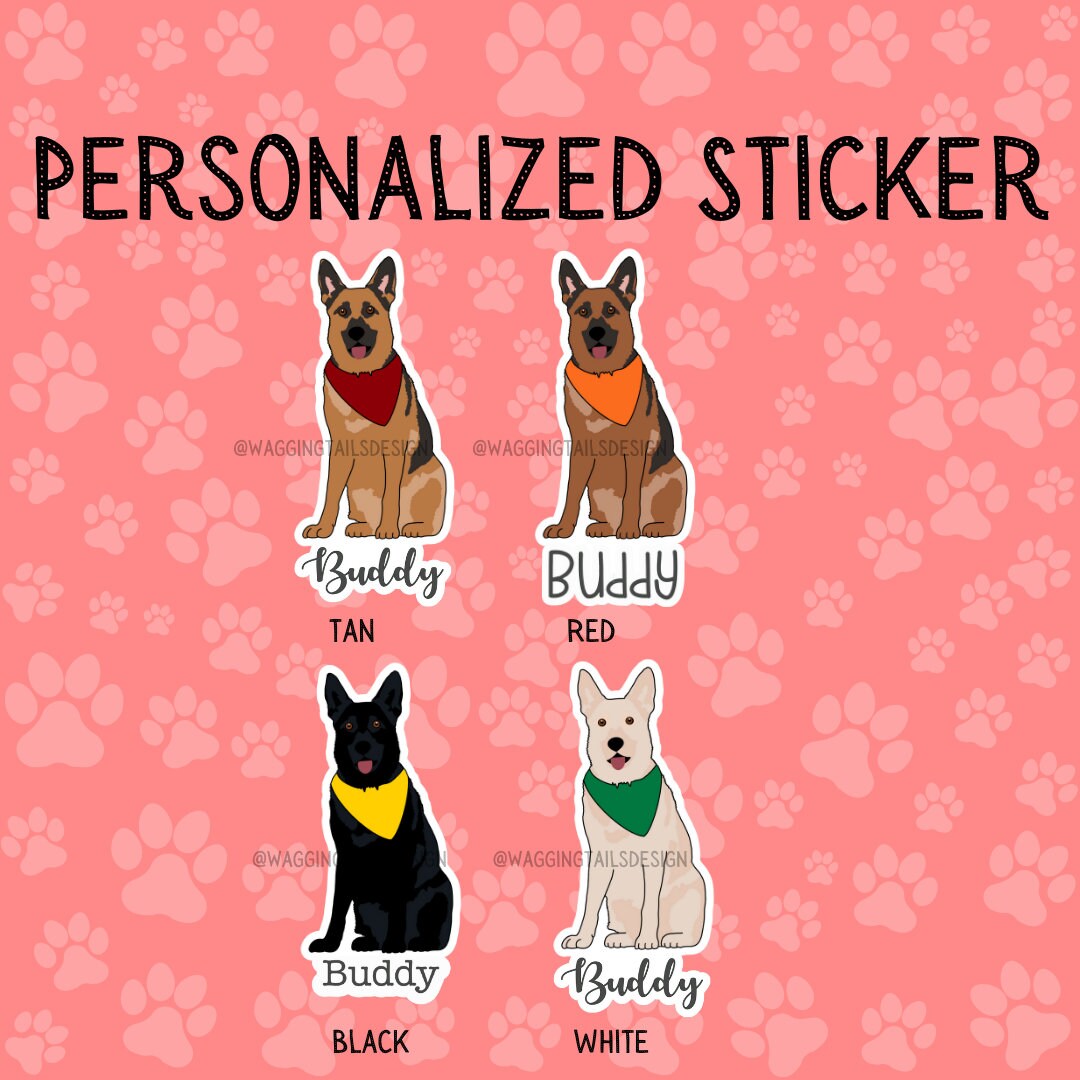 Personalized German Shepherd Sticker // GSD // 4 Color Options - Etsy