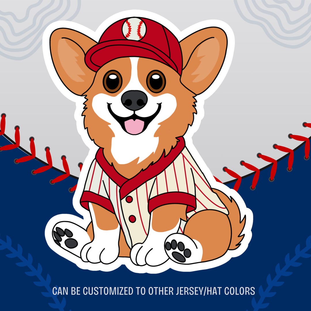 Corgi Baseball Sticker // Sold Separately - Etsy