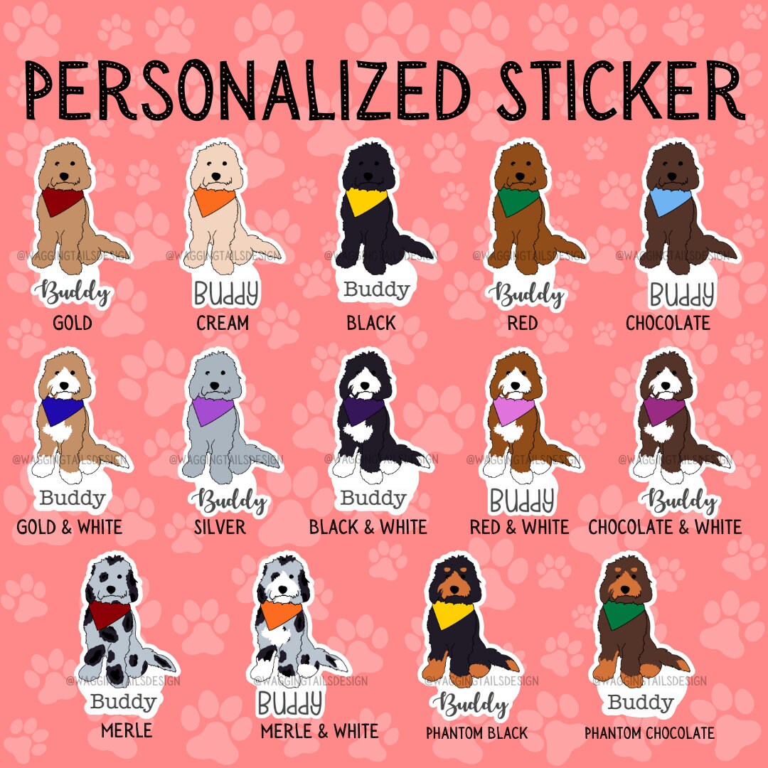 Personalized Doodle Dog Sticker or Magnet – Custom Dog Sticker With ...