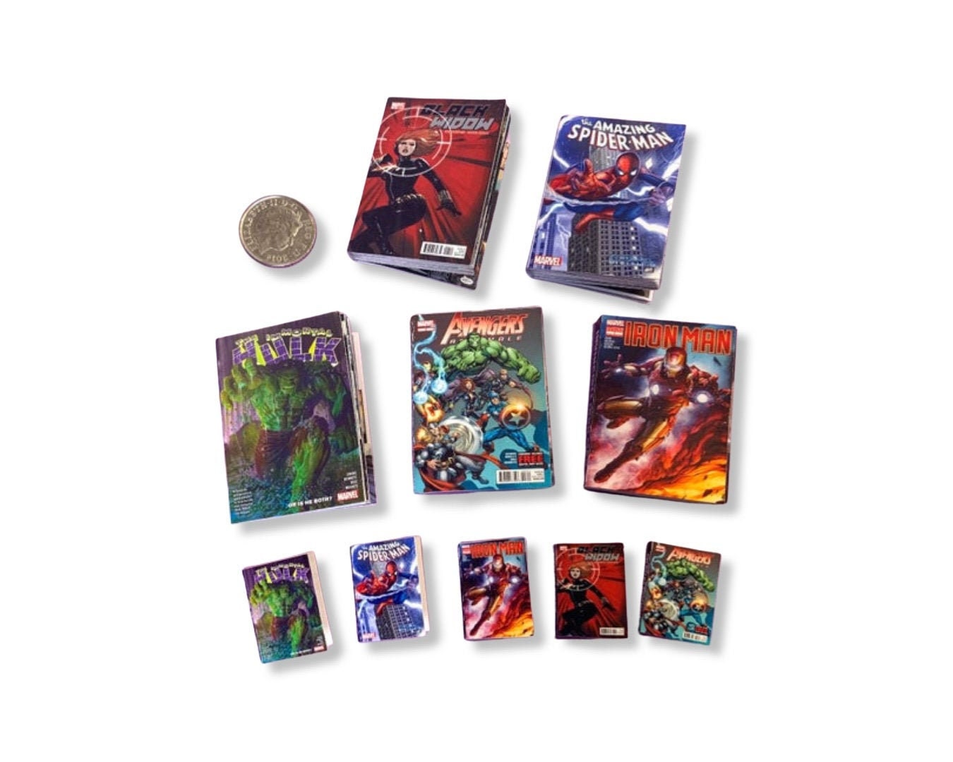 Miniature Marvel Comic Books | Avengers | Spiderman | Hulk | Iron Man ...
