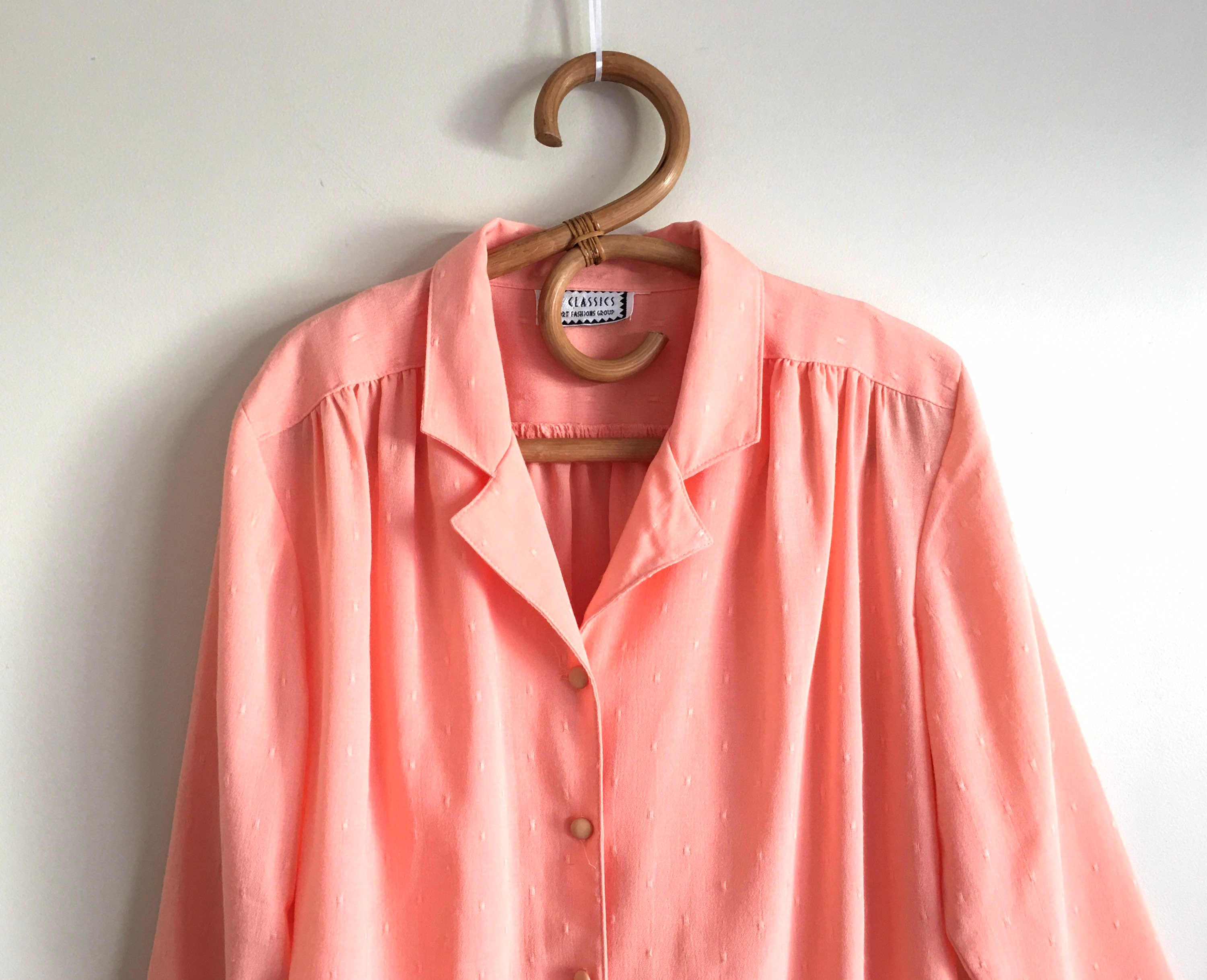 Cottagecore Blouse Peach Long Sleeve Size Medium AU 16 | Etsy