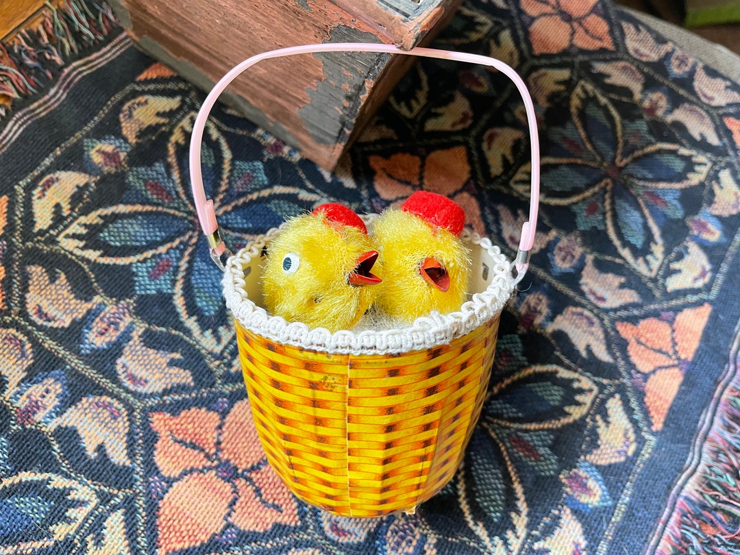 Vintage Wind up Easter Toy Fez Hat Chicks in Basket - Etsy