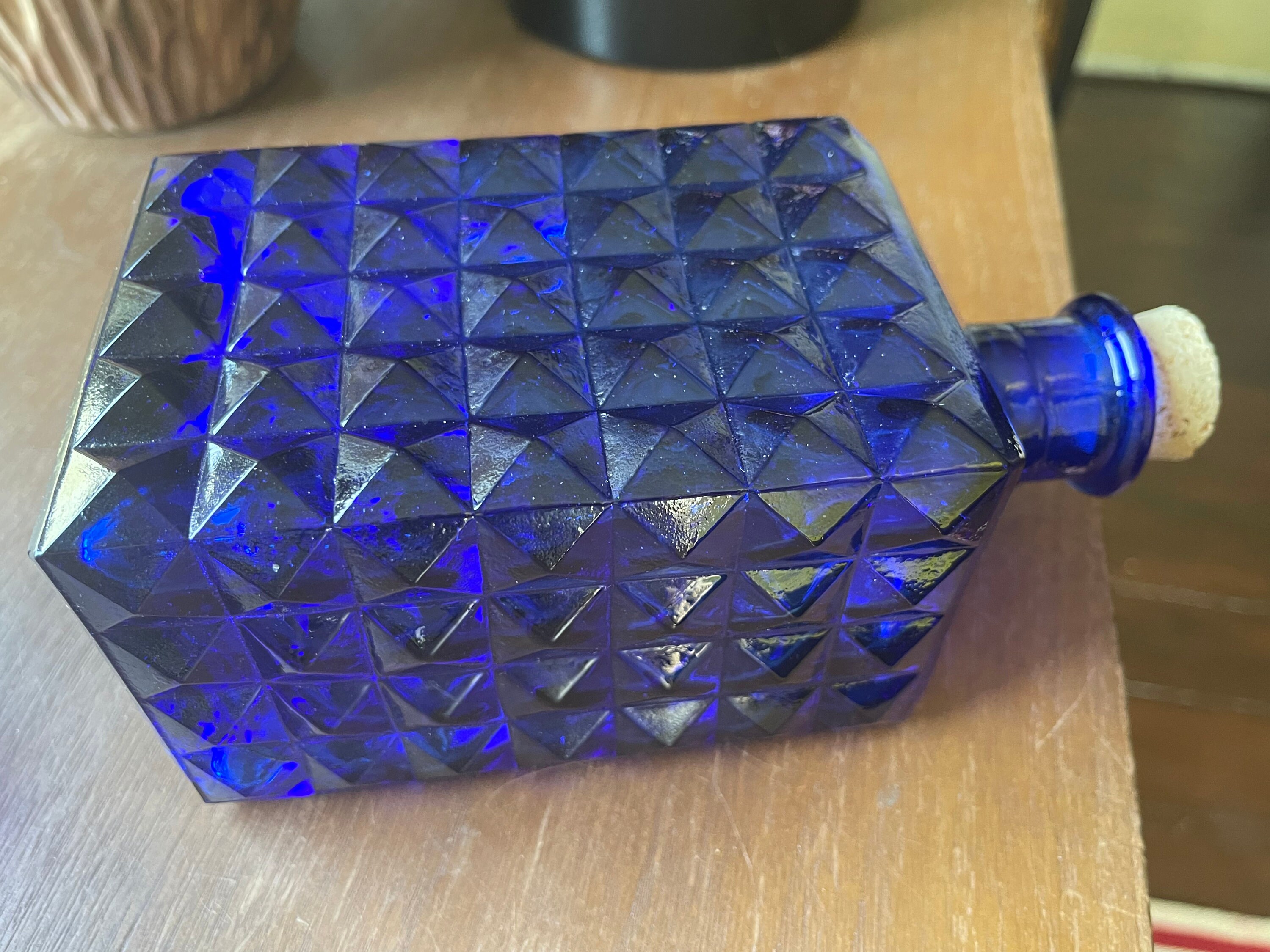 Rosenthal Netter Cobalt Blue Glass Bottle Decanter & Candle Holders Lot ...