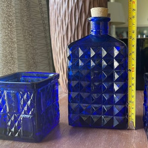 Rosenthal Netter Cobalt Blue Glass Bottle Decanter & Candle Holders Lot ...
