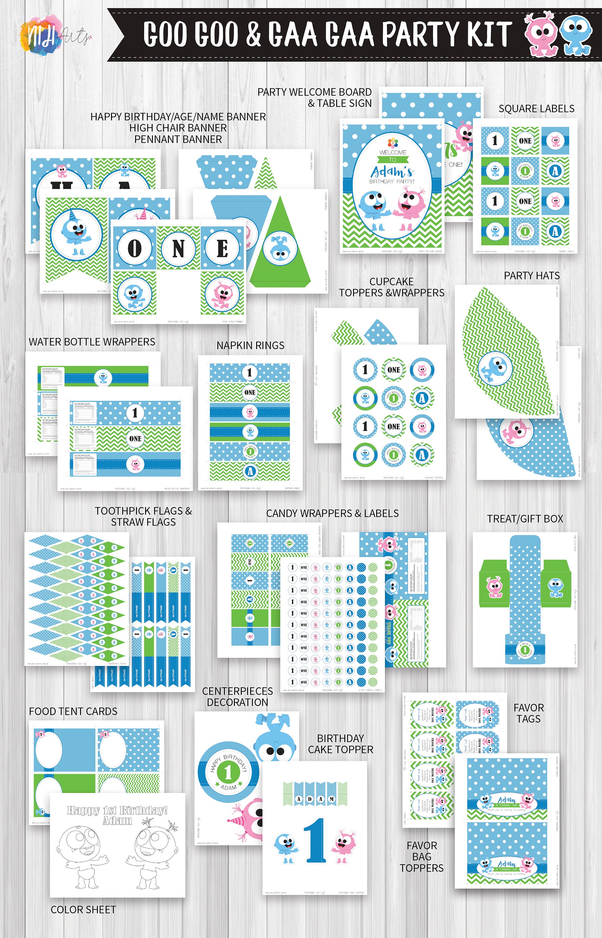DIGITAL Printable: Personalised Birthday Party Kit deluxe | Etsy