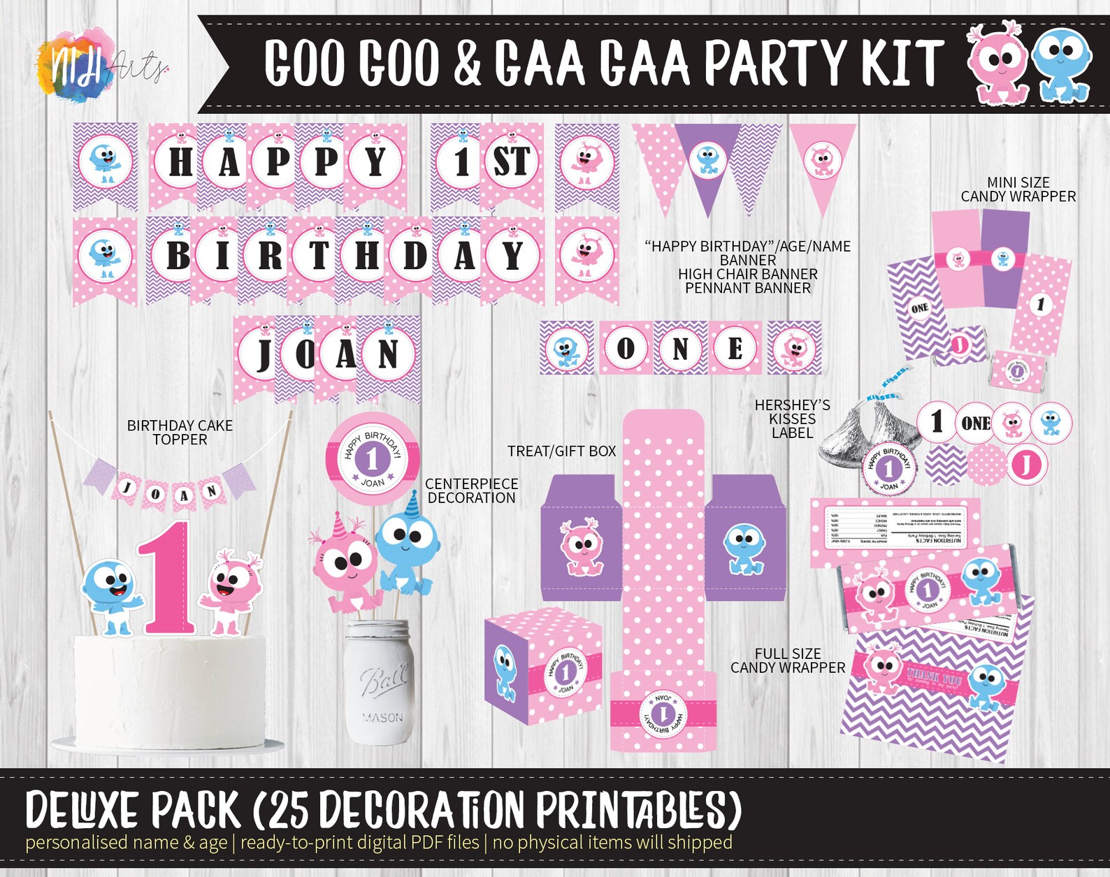 DIGITAL Printable: Personalised Birthday Party Kit deluxe | Etsy