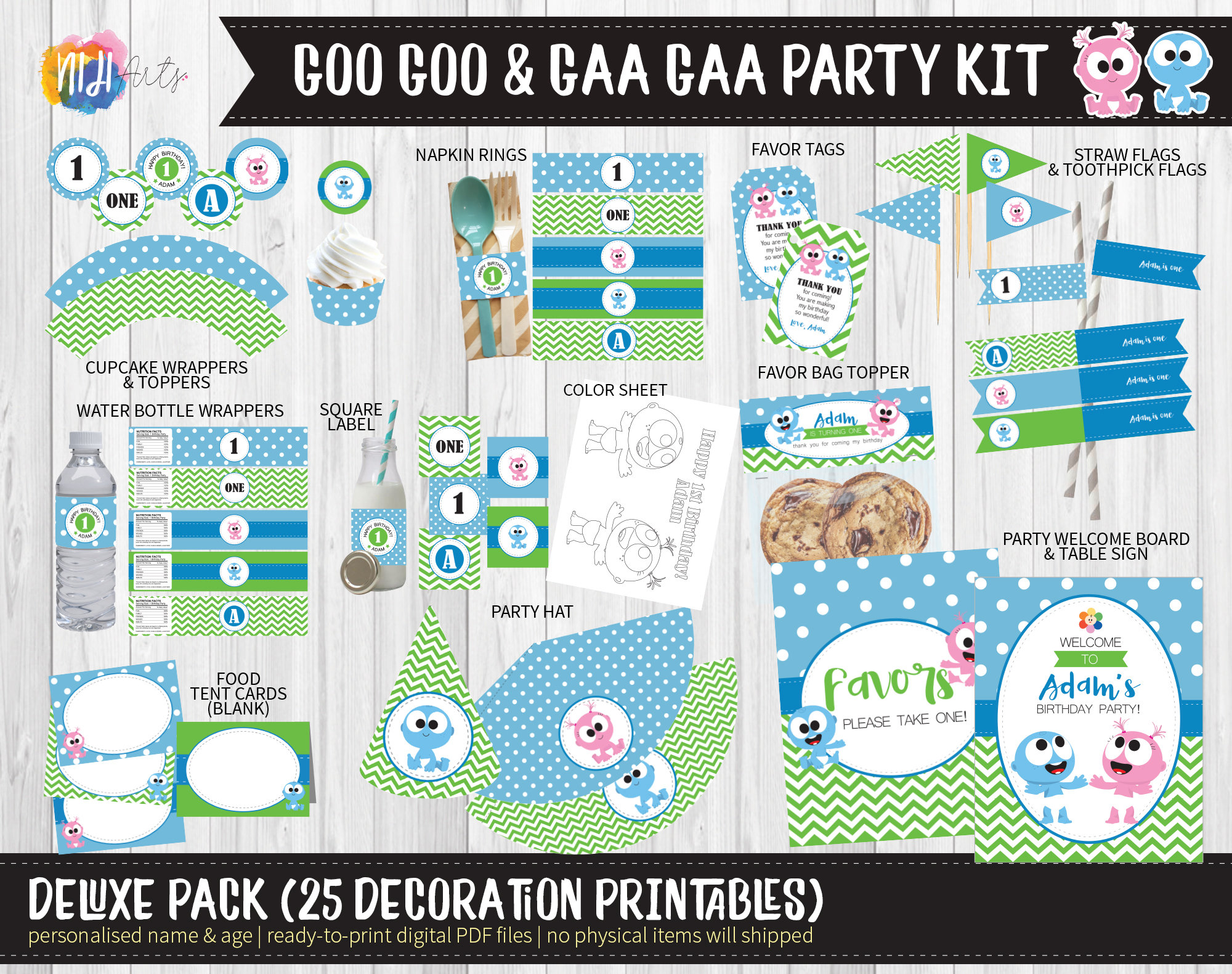 DIGITAL Printable: Personalised Birthday Party Kit deluxe | Etsy