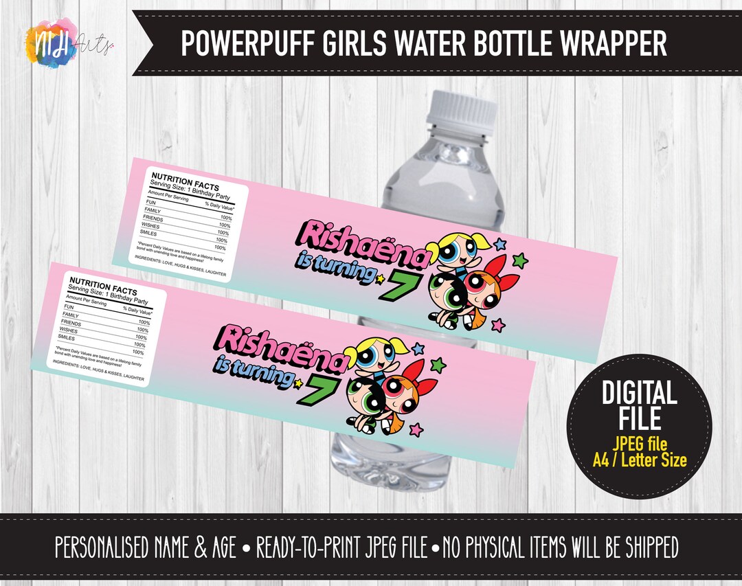 DIGITAL Printable: Personalised Water Bottle Wrapper - Etsy