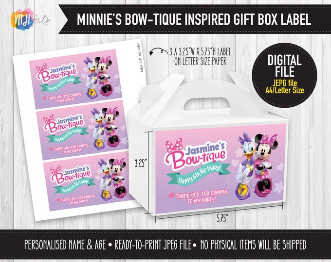 DIGITAL Printable: Personalised Gable Box Label, Party Favor, Birthday ...