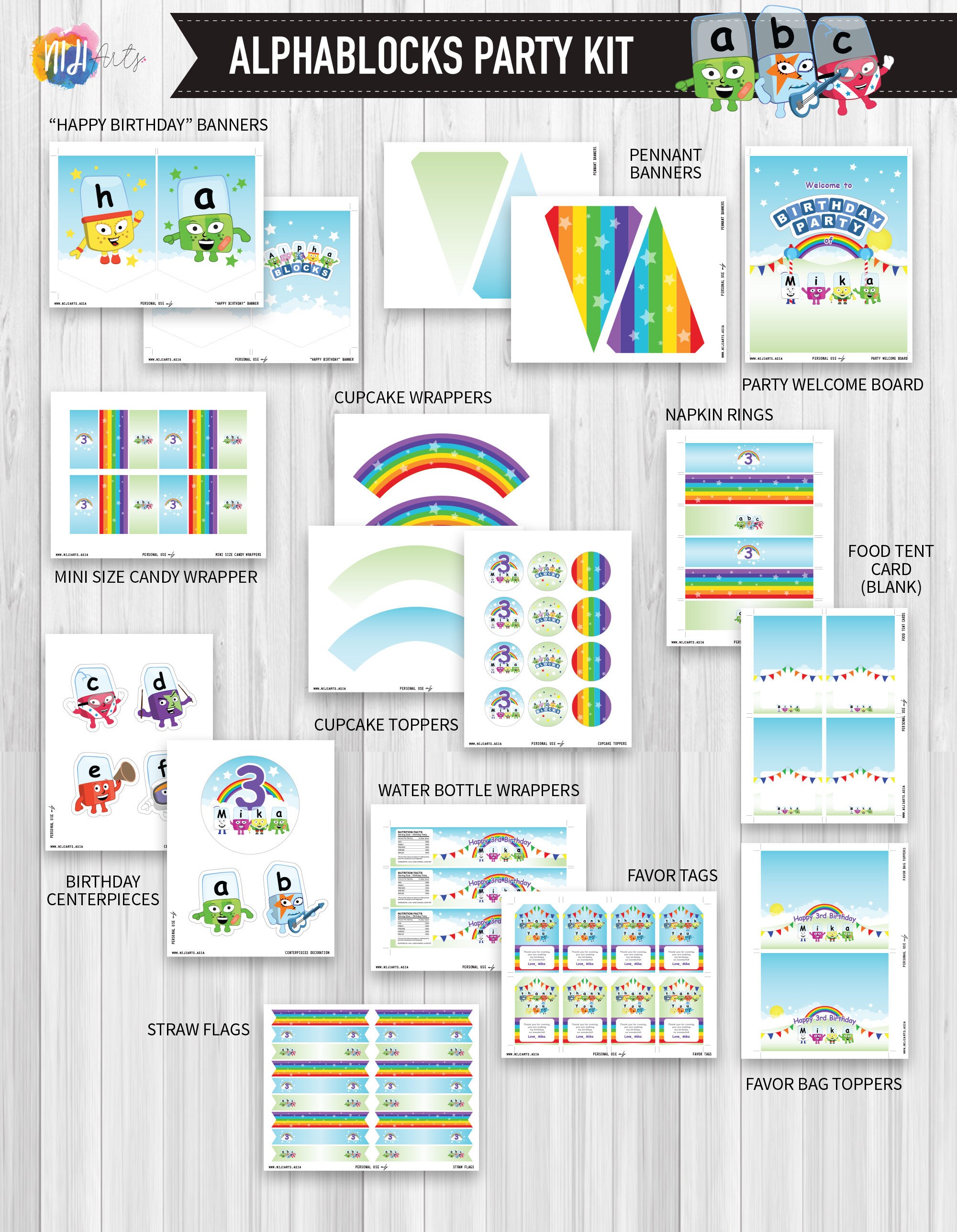 DIGITAL Printable: AlphaBlocks Inspired Birthday Party Kit | Etsy