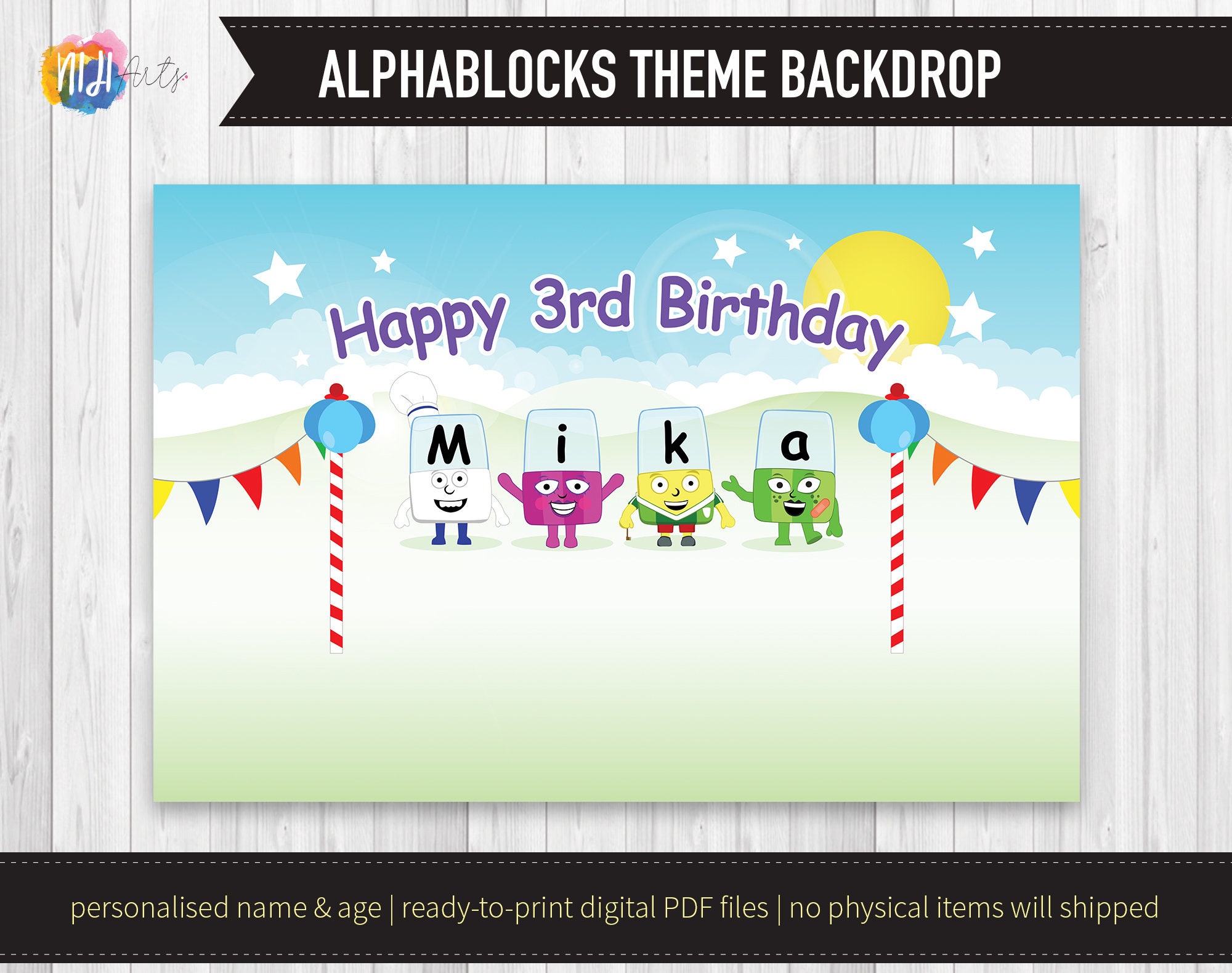 DIGITAL Printable: Alphablocks Inspired Birthday Backdrop | Etsy