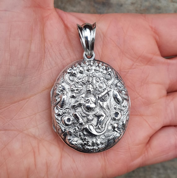 Antique Large Hindu Indian Solid Silver Deity God Loc… - Gem