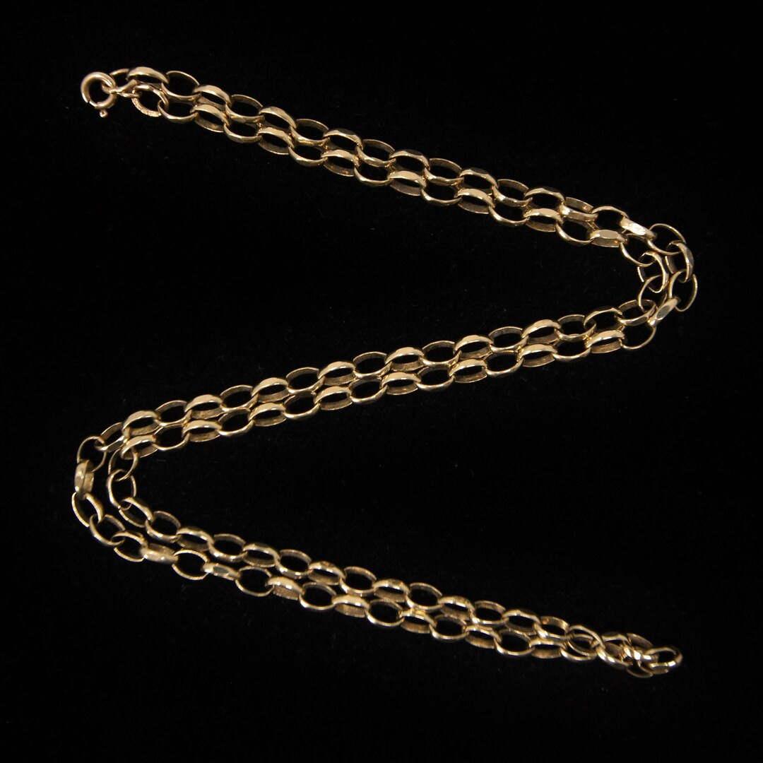 Vintage Hallmarked Solid 9ct 9k Gold Chunky Oval Belcher Rolo Chain ...