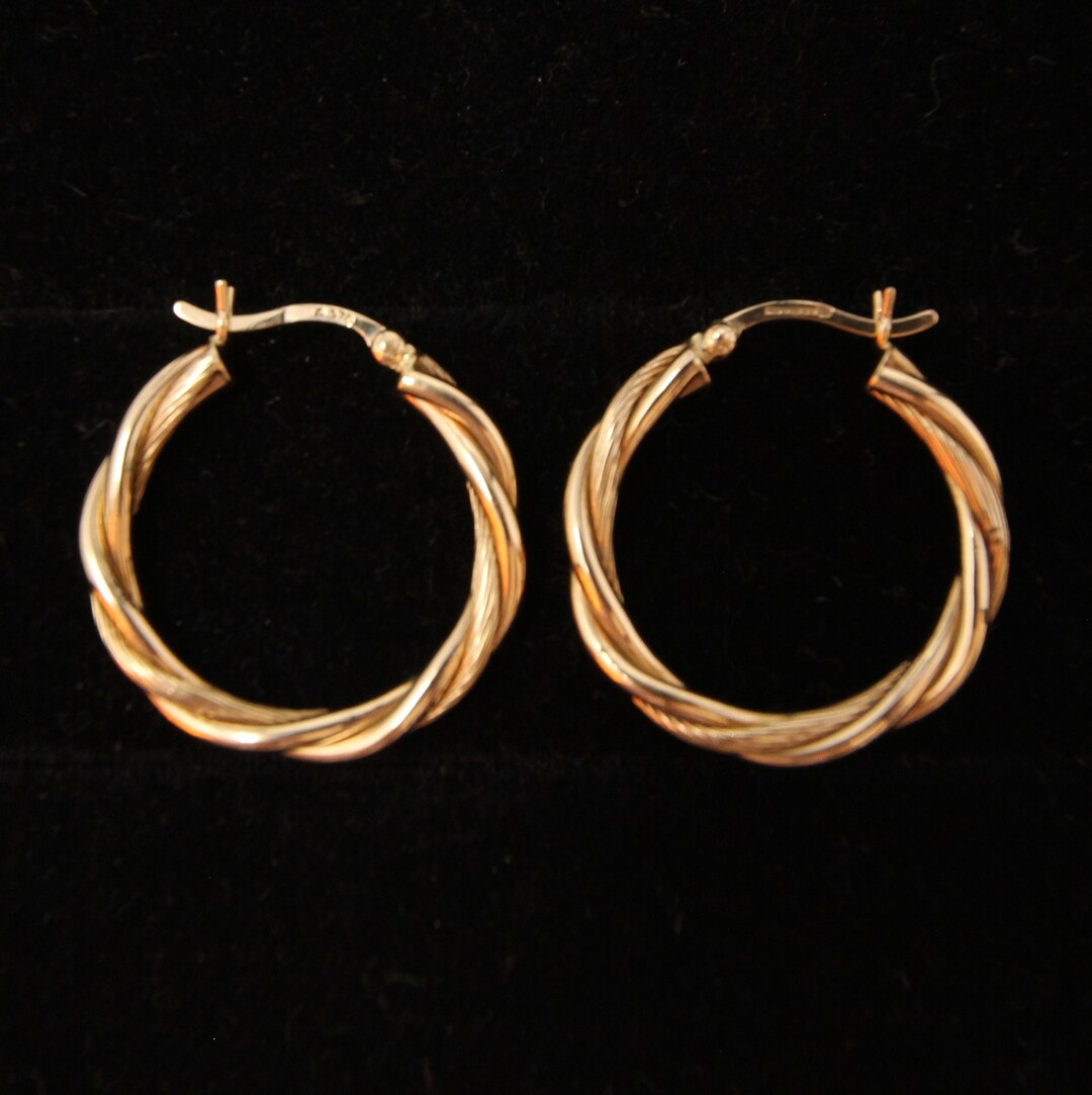 Vintage 2000 Hallmarked Solid 9ct 9k Gold Creole Gypsy Twisted Hoop ...