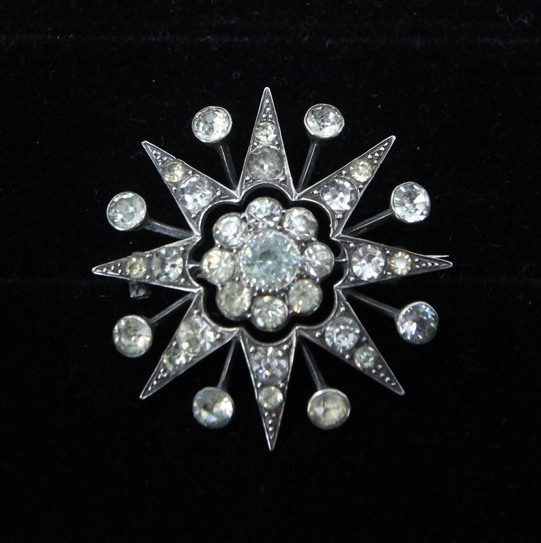 Antique Victorian 935 Solid Silver Star Celestial Glass Paste ...
