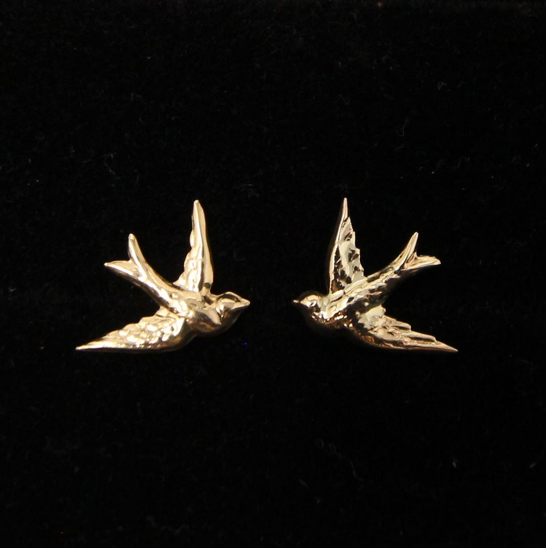 Vintage 1963 Hallmarked Solid 9ct 9k Gold Swallow Bird Stud Earrings - Etsy