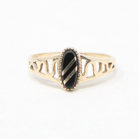 Vintage 1988 English Hallmarked Solid 9ct 9k Gold Ony… - Gem