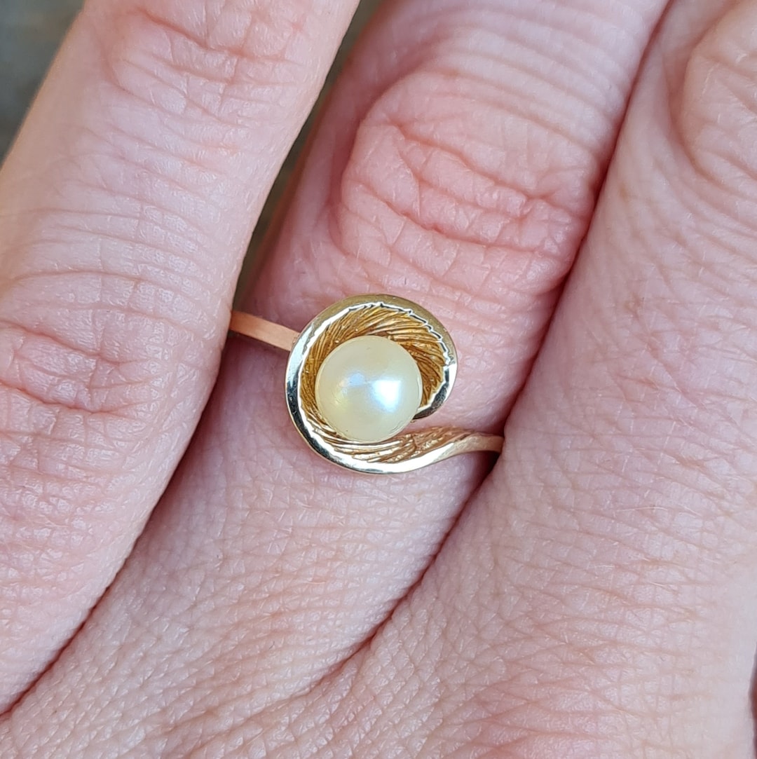 Vintage Hallmarked Siffari Solid 10ct 10k Gold Art Nouveau Real Pearl ...