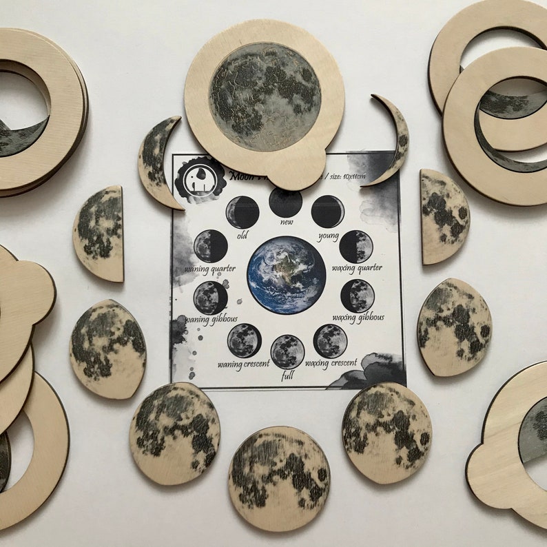 Moon phases puzzle Montessori materials Toddler activity | Etsy
