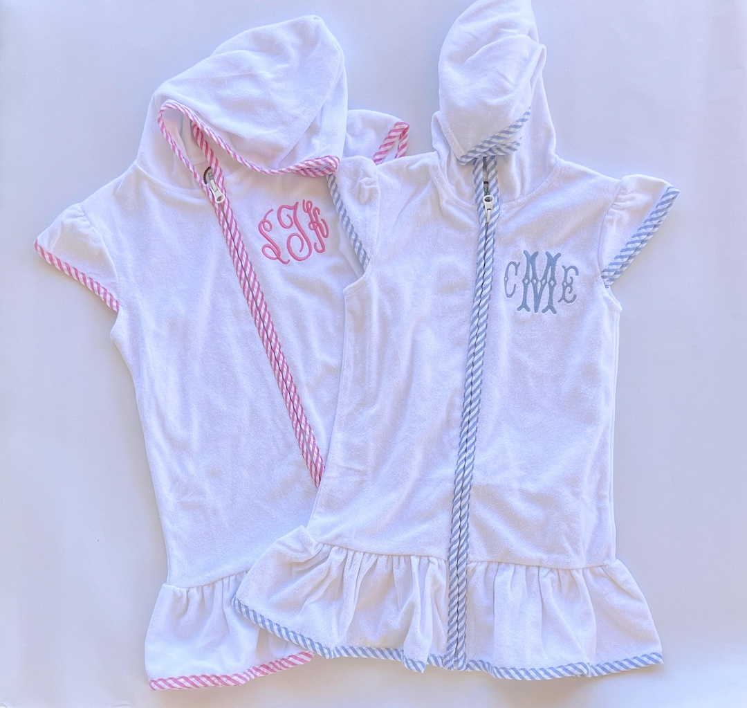 Girls Monogrammed Swim Cover-up, Kids Personalized Ruffle Swimsuit ...