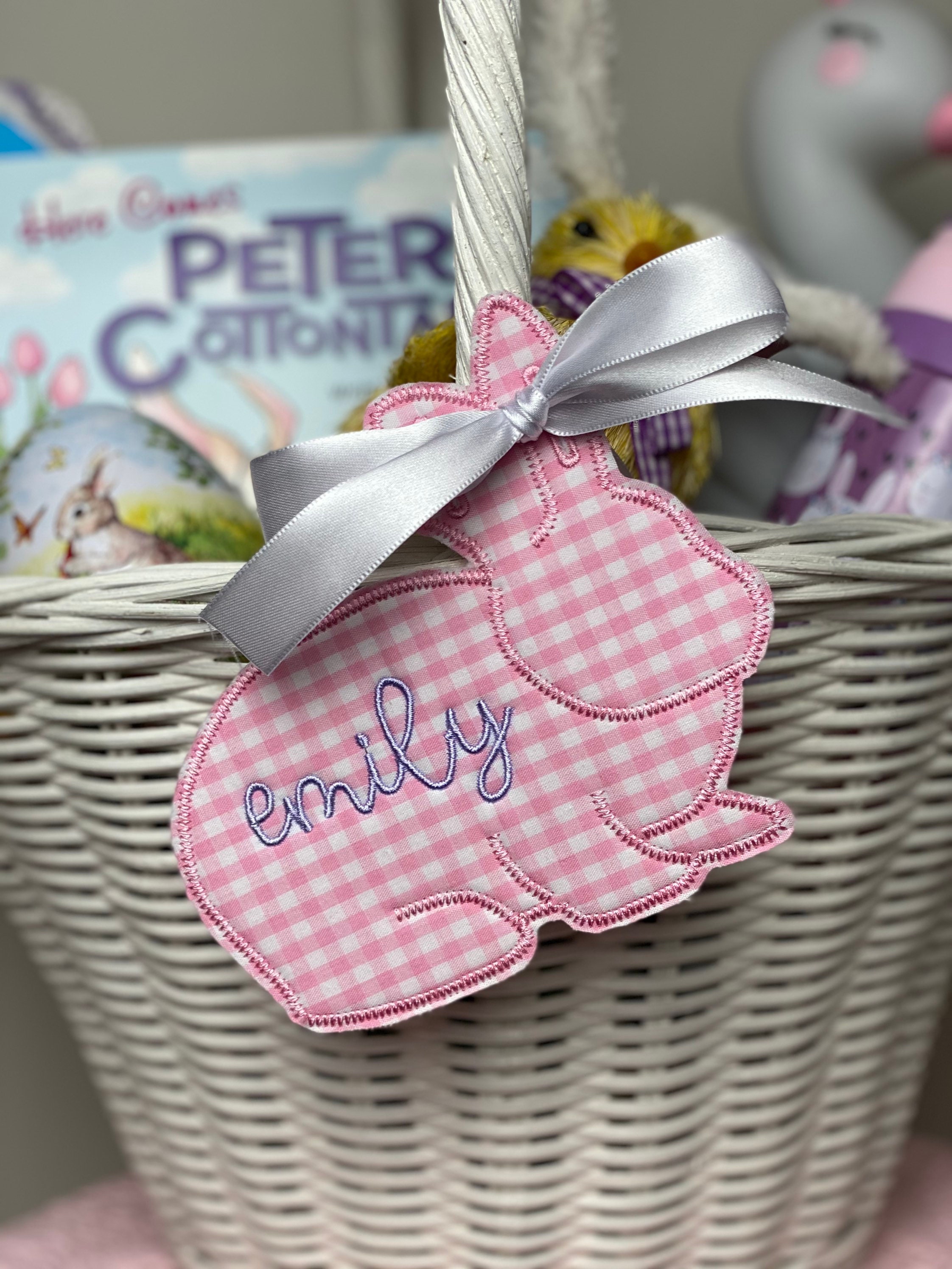 Easter Basket Tag Easter Bunny Tag Easter Basket Bow | Etsy