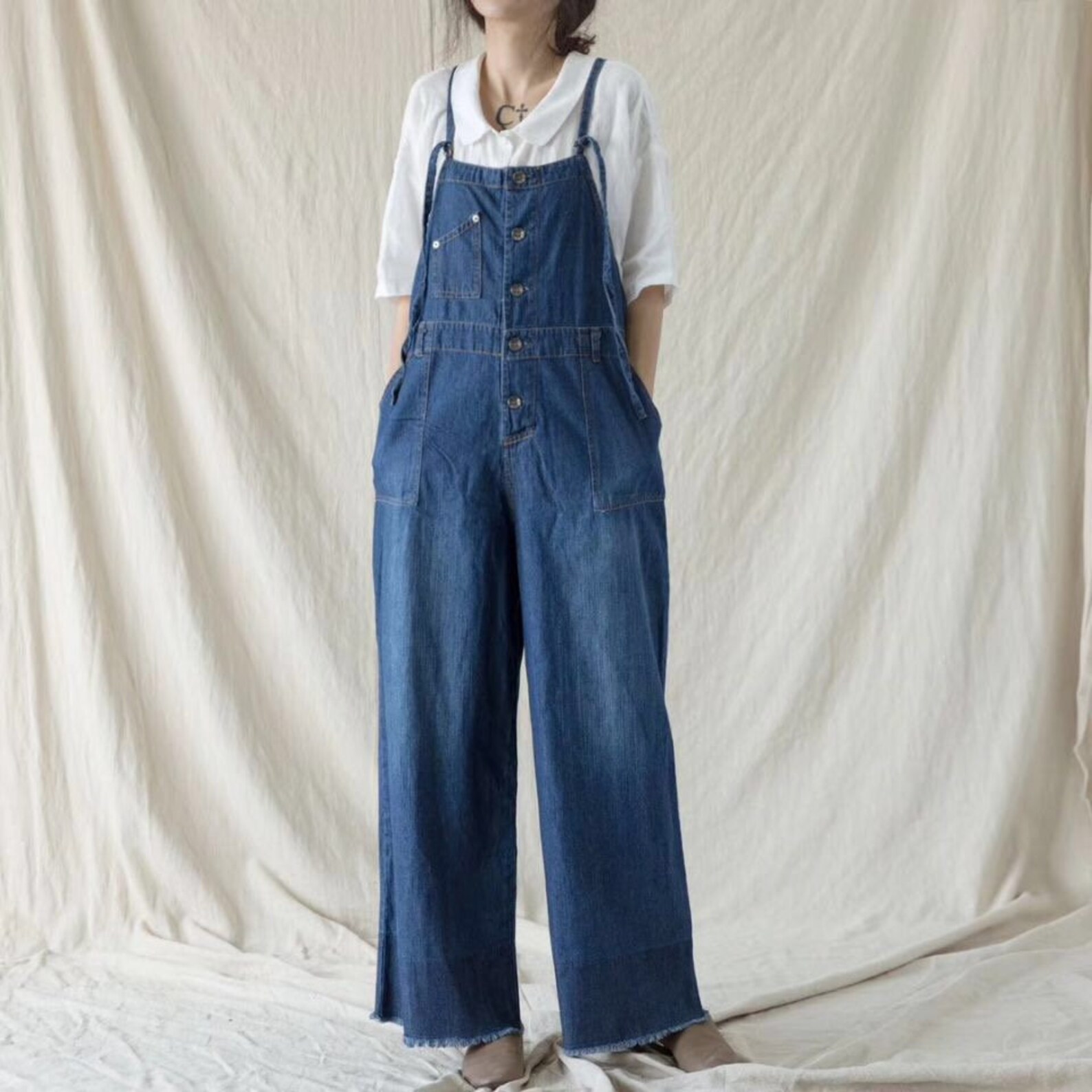 Women Blue Casual Denim Overalls Elegant Cotton Jumpsuits Wide | Etsy