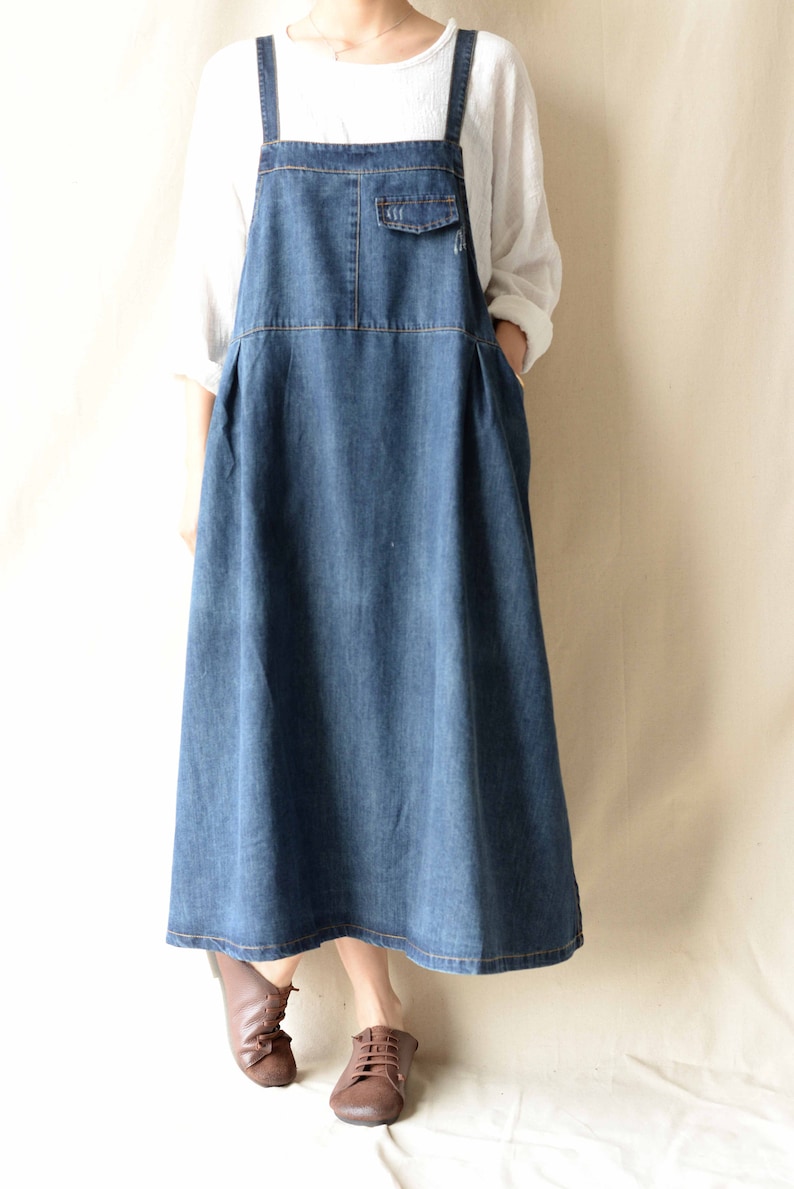 Women Overalls Dress Denim Dress Bib Dress Vintage Dress Casual Dress ...