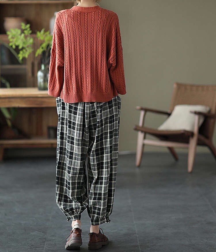 Women Bloomers Pants Cotton Plaid Pants Vintage Pants | Etsy