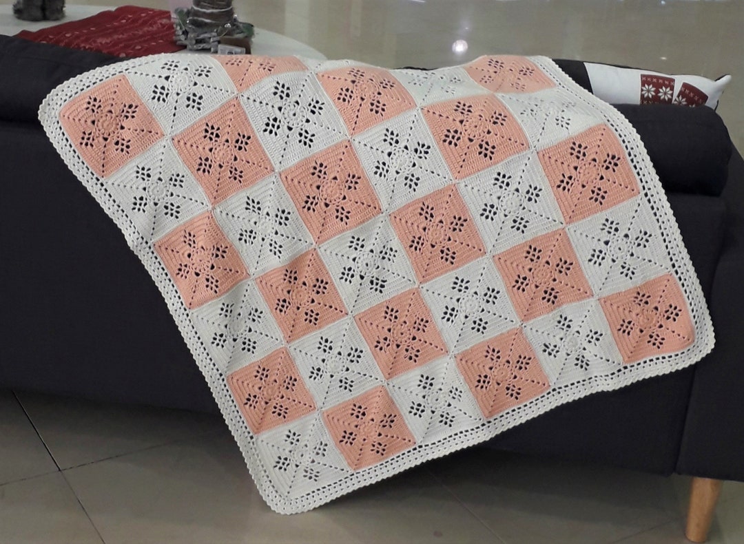 Granny Square Afghan Knit Baby Blanket Handmade Pregnancy Blanket Wool ...