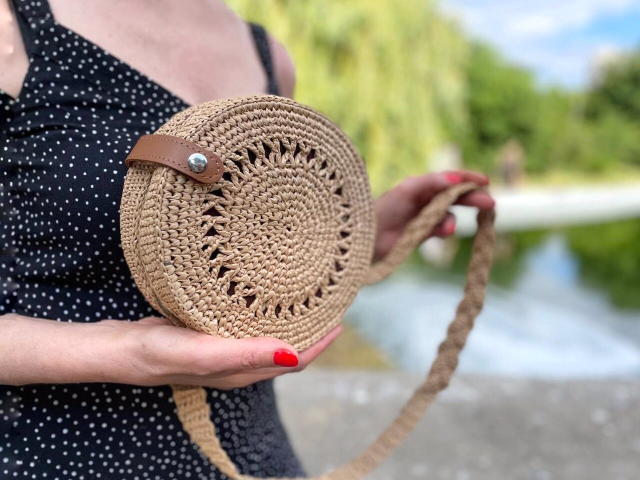 Raffia Crossbody Bag Raffia Handbag Raffia Round Bag Crochet Raffia Bag ...