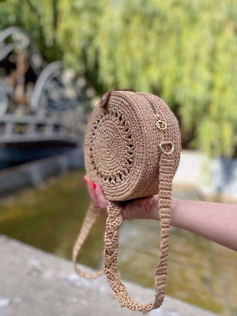 Raffia Crossbody Bag Raffia Handbag Raffia Round Bag Crochet Raffia Bag ...